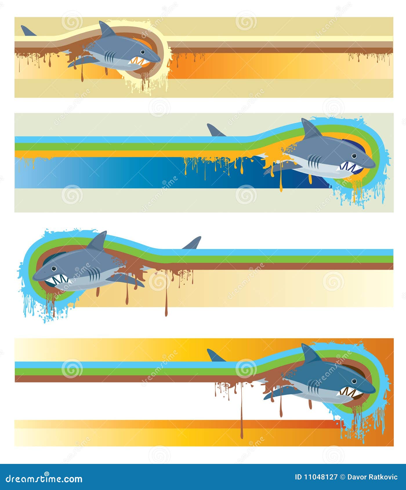Shark banners stock vector. Illustration of paint, color - 11048127