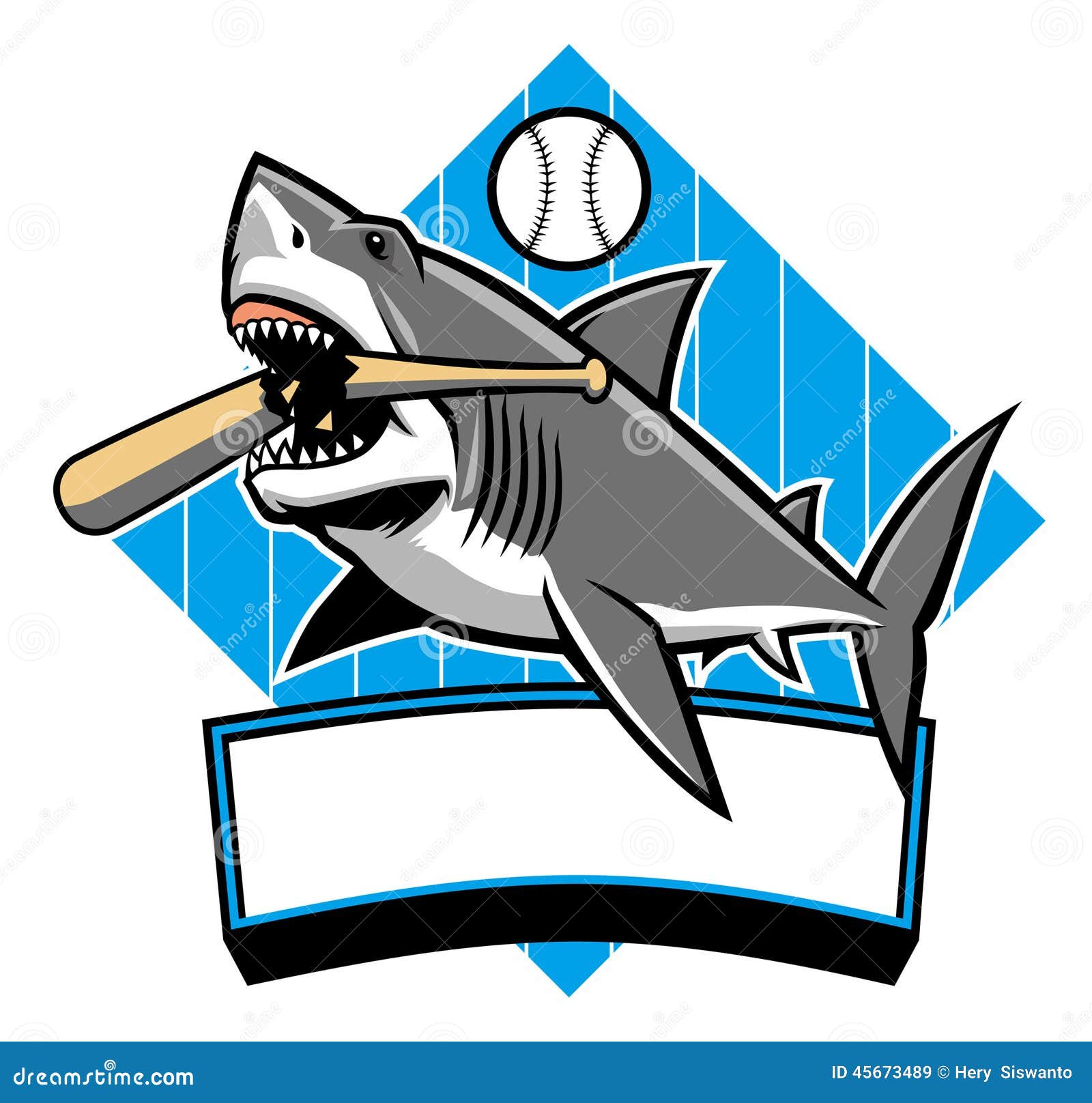 Baseball Shark Cartoon Colored Clipart Vector Illustration ...