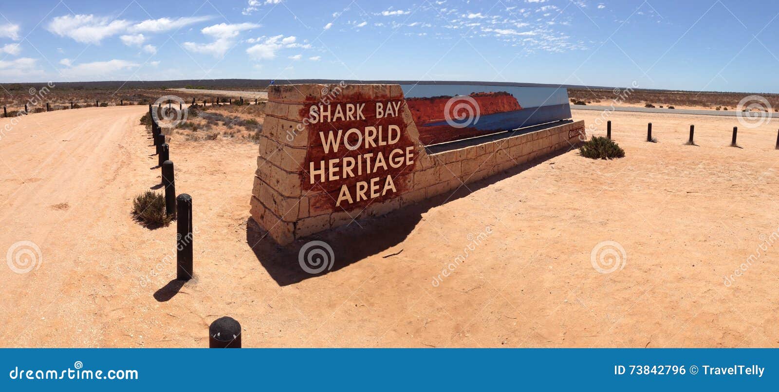 Shark Bay sign Panorama editorial photo. Image of area - 73842796