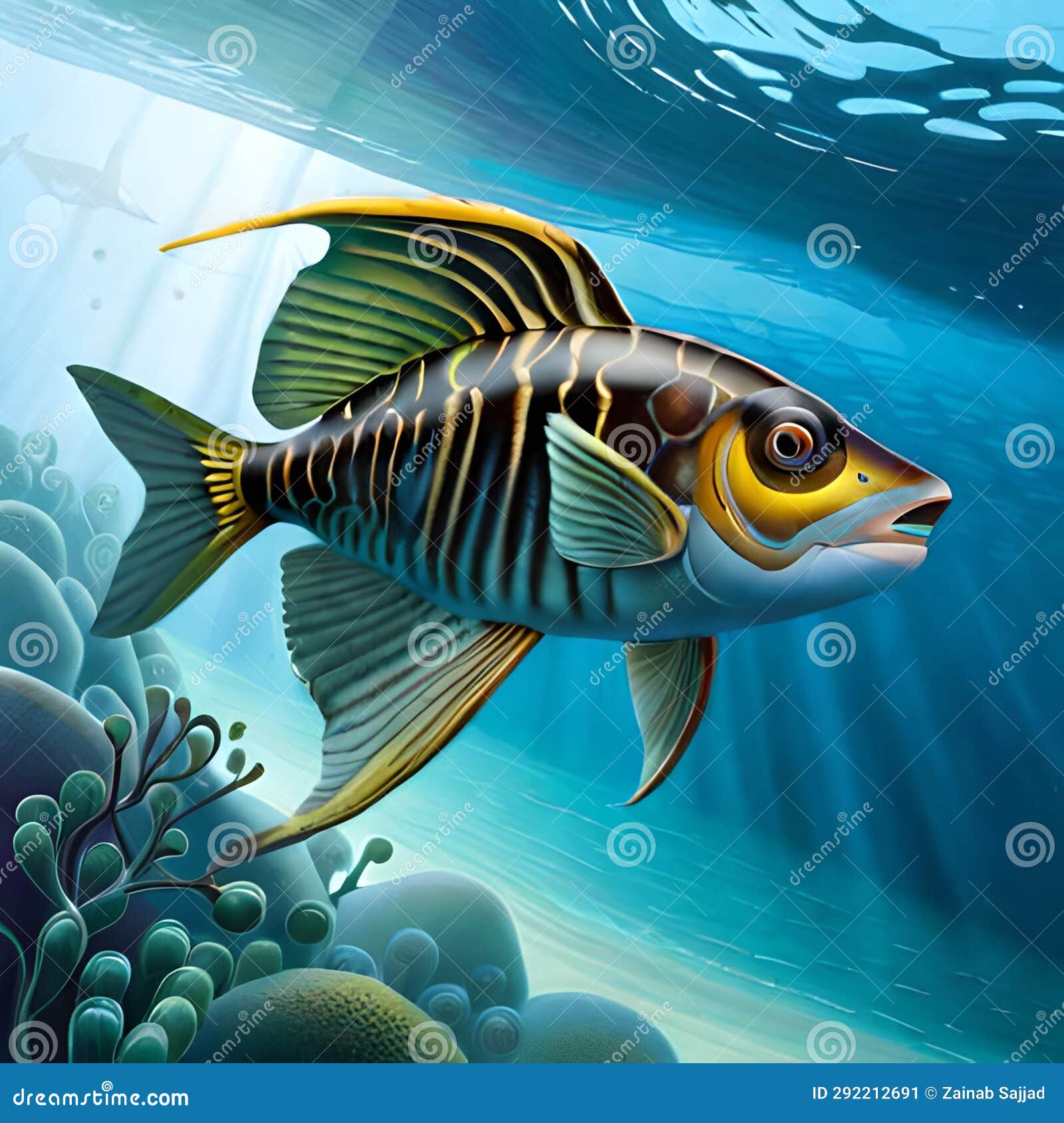 Beautiful Patterned Shark in the Sea Stock Illustration - Illustration ...