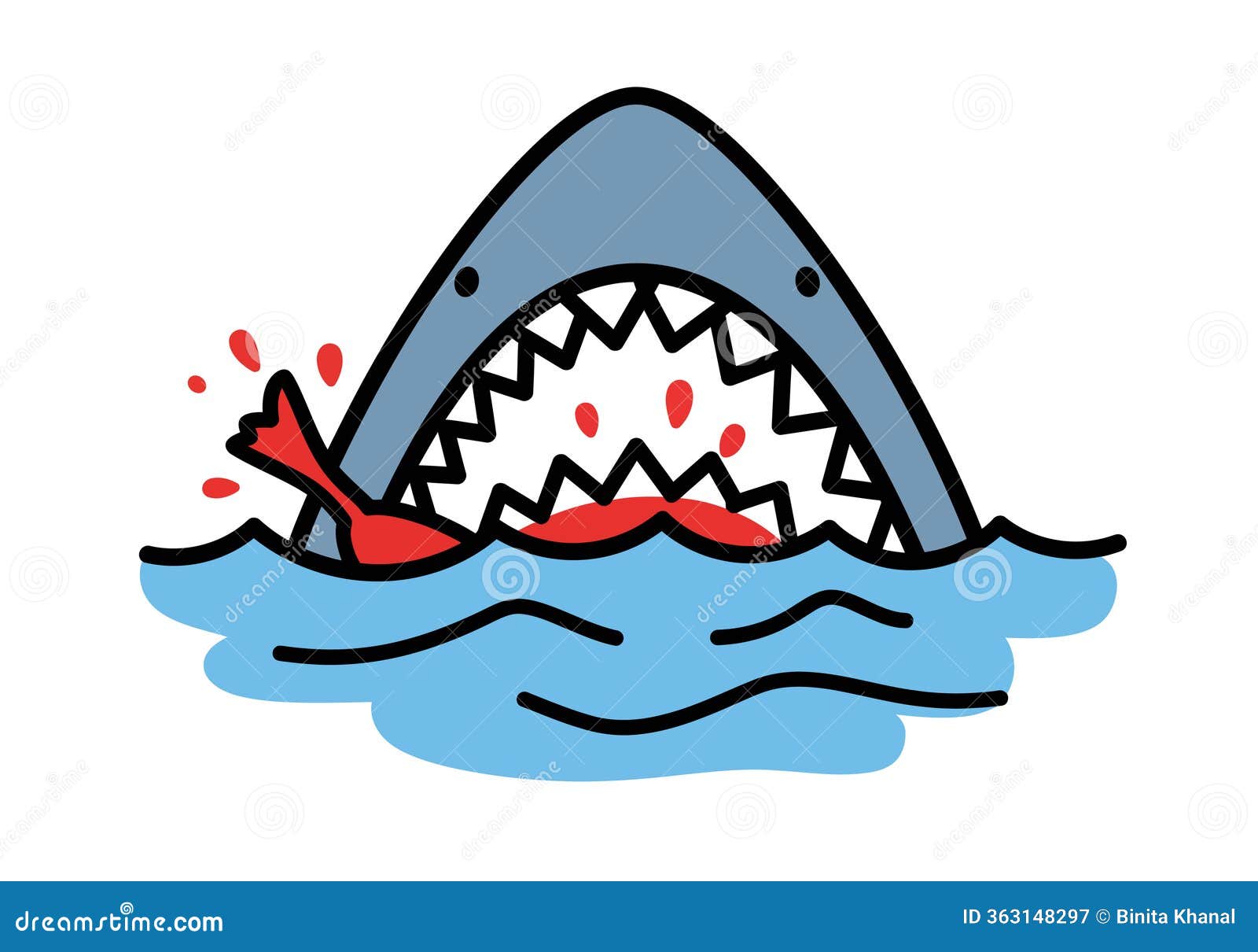 Shark bite clipart stock vector. Illustration of predator - 363148297