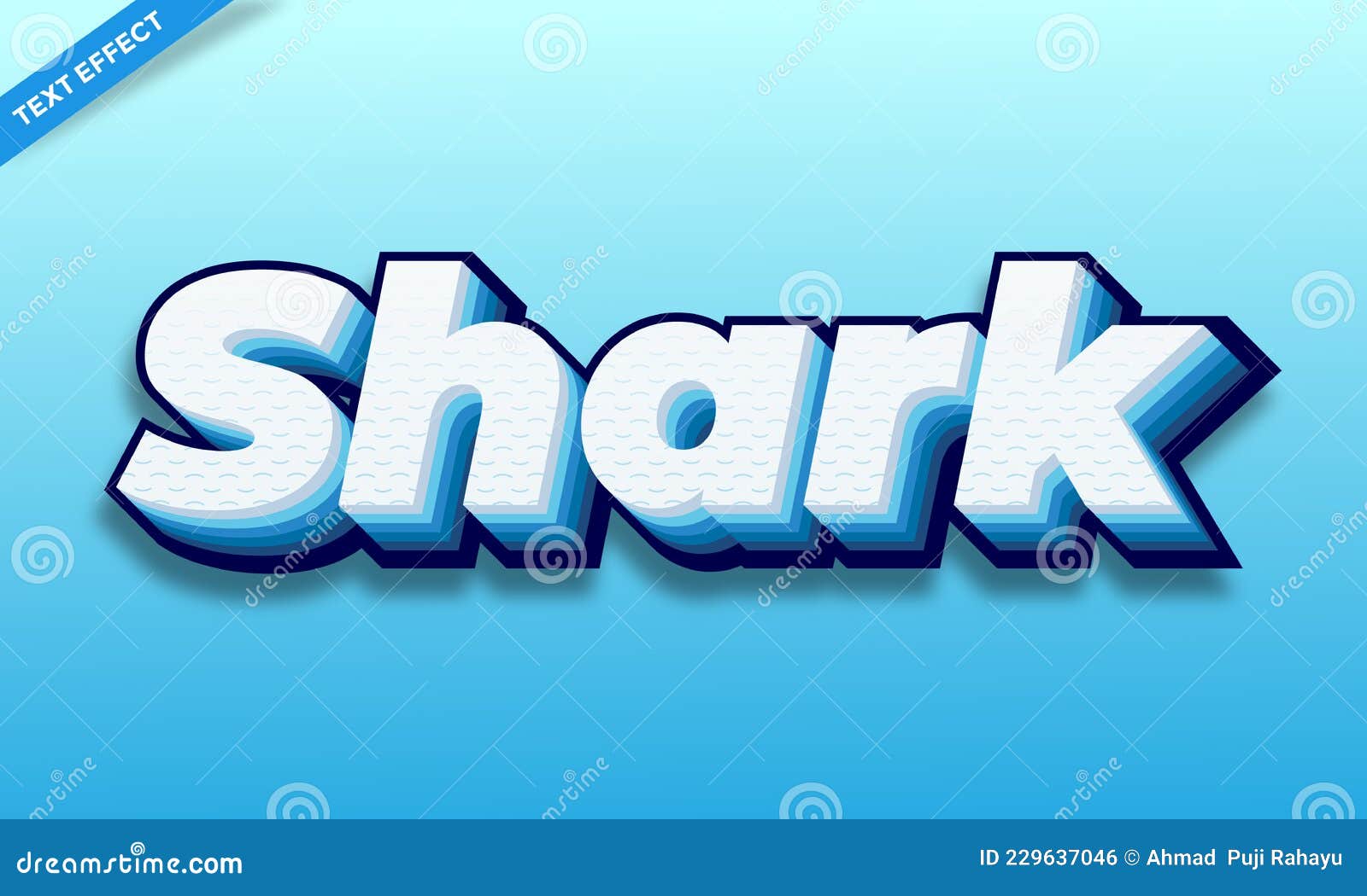 Shark Blue Sea Text Effect Design Stock Vector - Illustration of animal ...