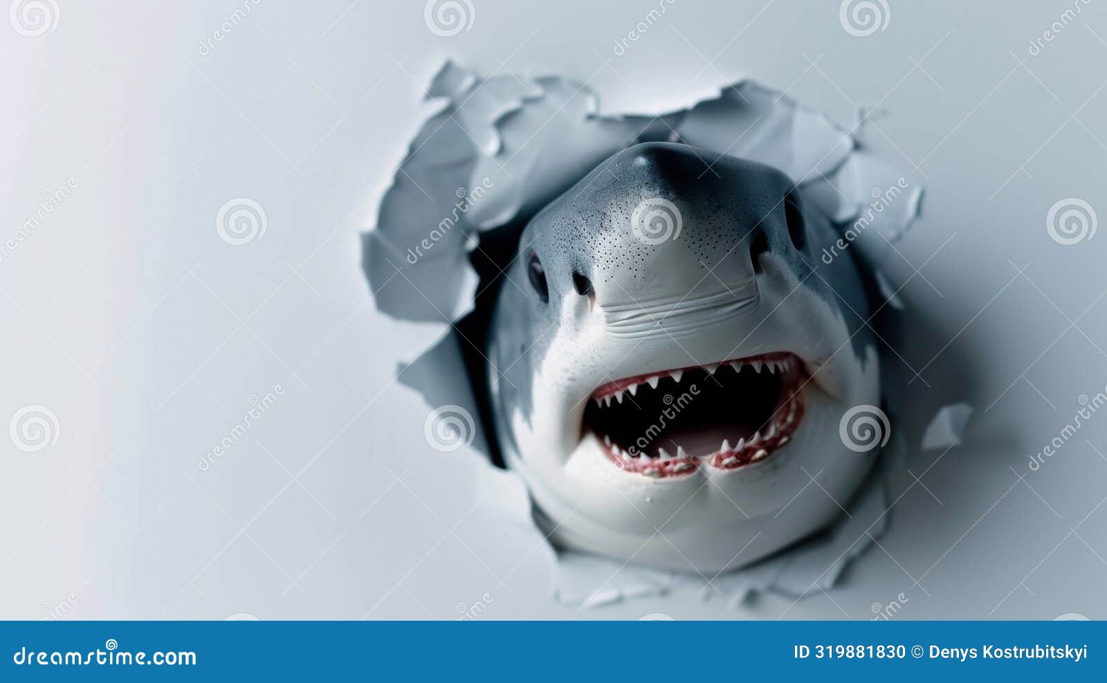 Shark Breaking through Hole in Wall Stock Illustration - Illustration ...