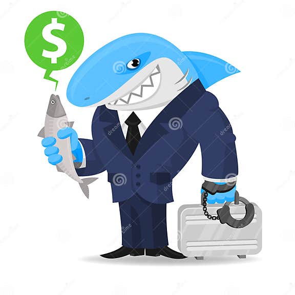 Shark Business Keeps Suitcase and Fish Stock Vector - Illustration of ...