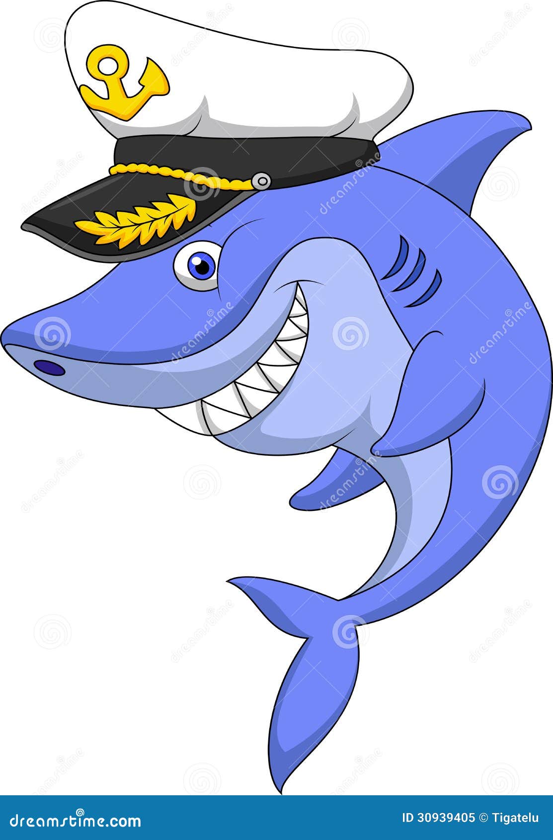 Shark captain cartoon stock vector. Illustration of animal - 30939405