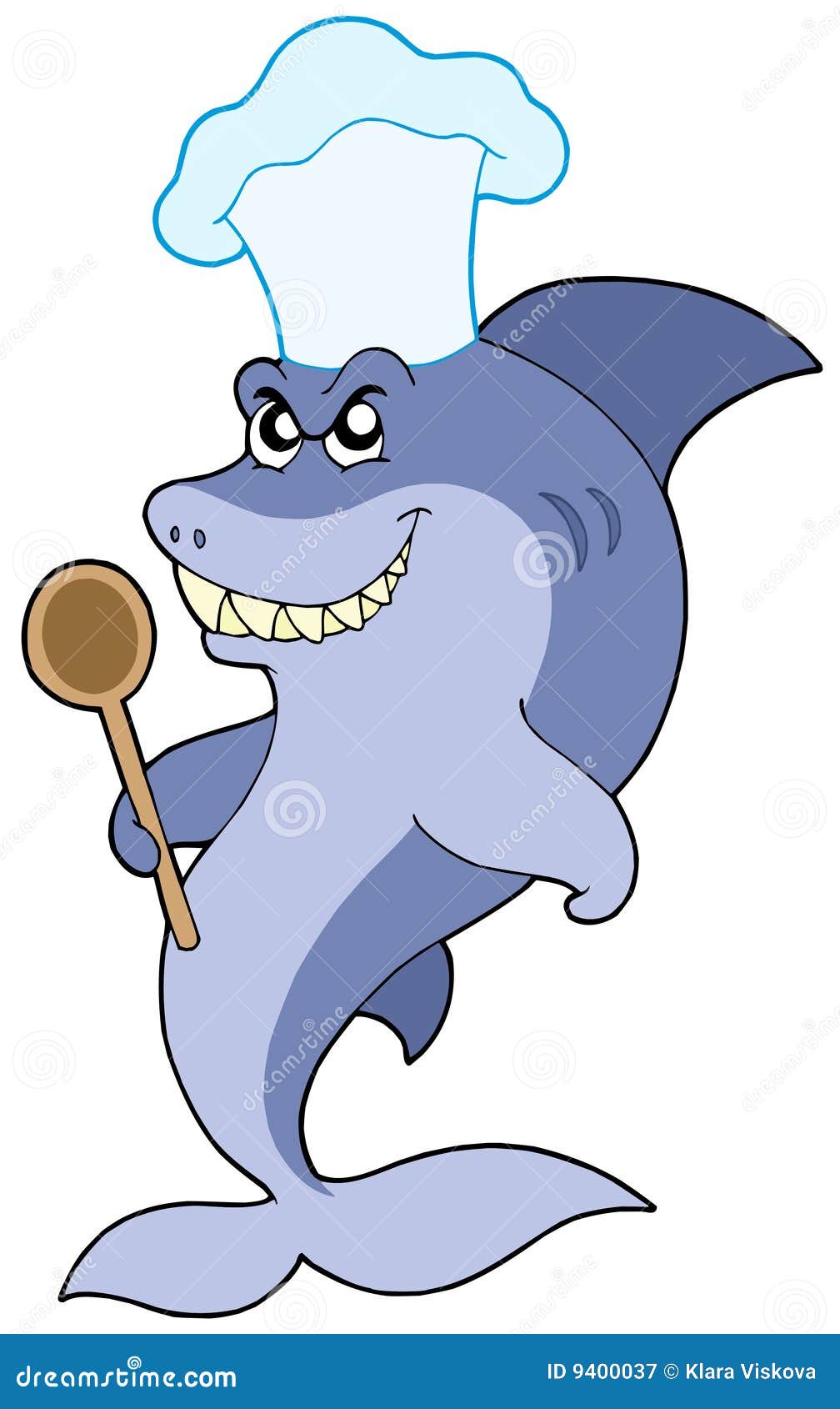 Shark chef with spoon stock vector. Illustration of gourmet - 9400037