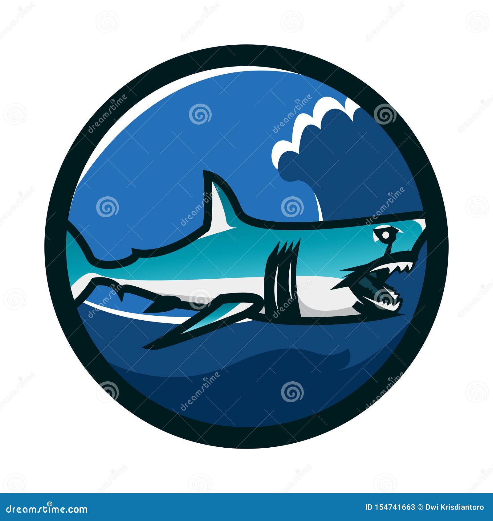 Shark Circle Emblem Logo Design. Shark Icon Logo Identity Stock Vector ...