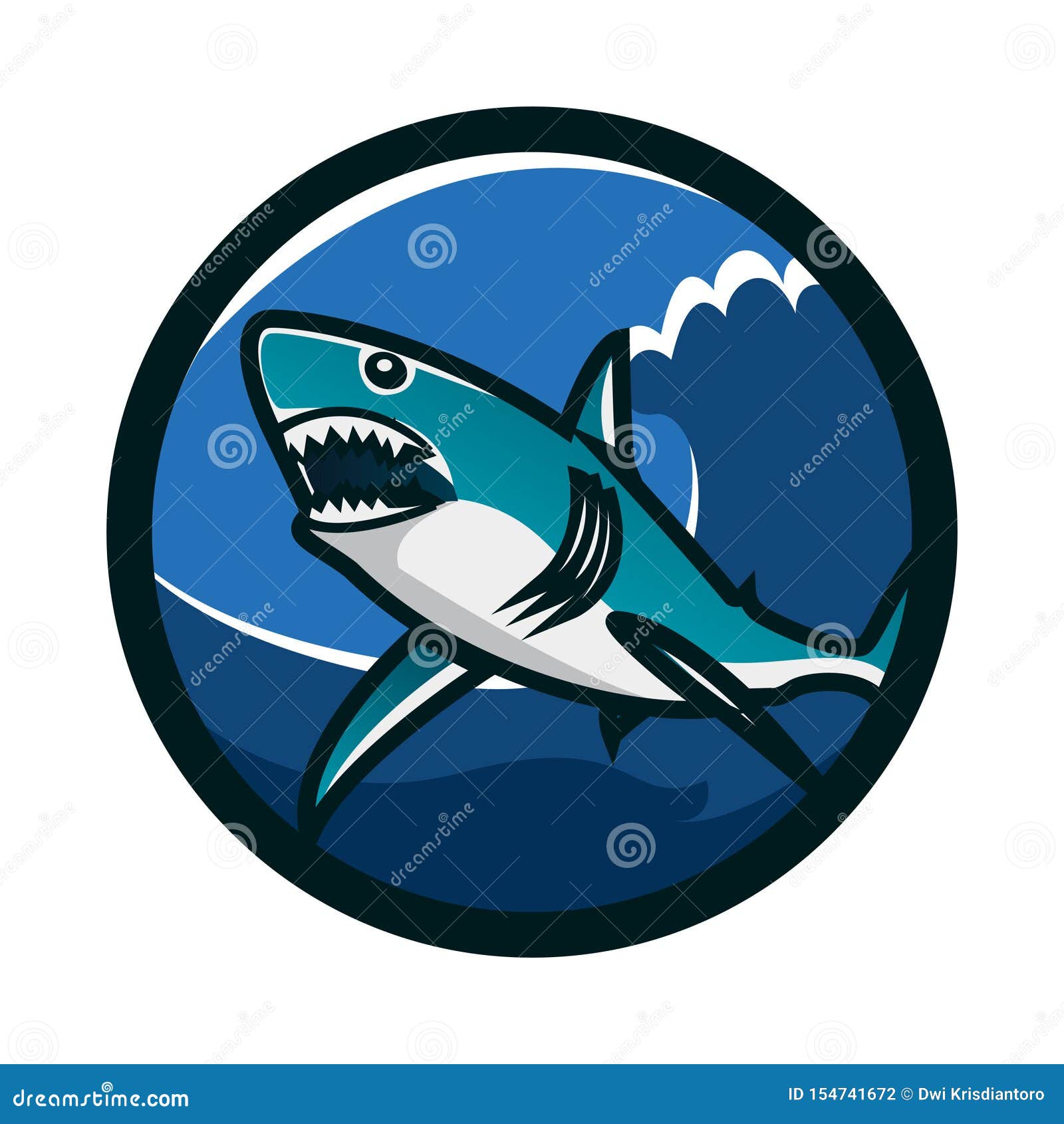 Shark Circle Emblem Logo Design. Shark Icon Logo Identity Stock Vector ...