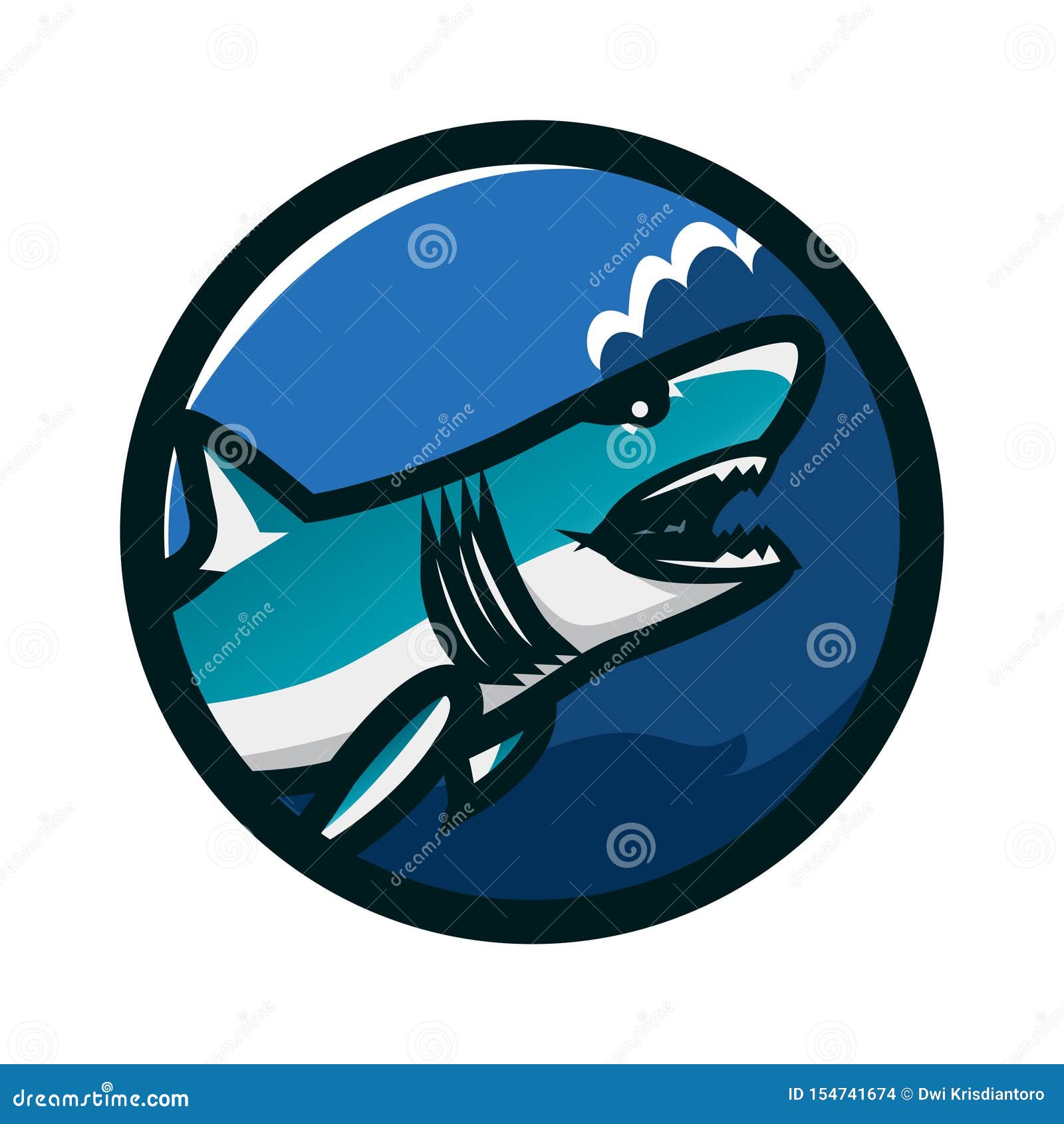 Shark Circle Emblem Logo Design. Shark Icon Logo Identity Stock Vector ...