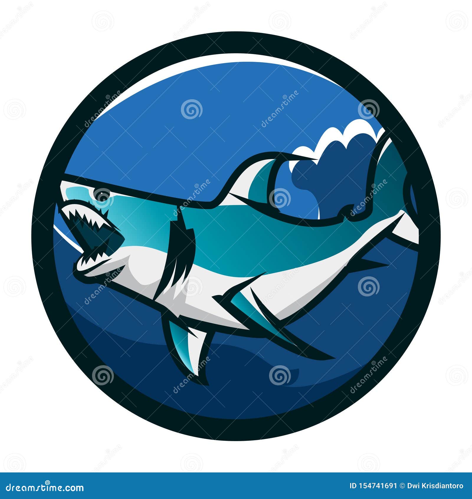 Shark Circle Emblem Logo Design. Shark Icon Logo Identity Stock Vector ...