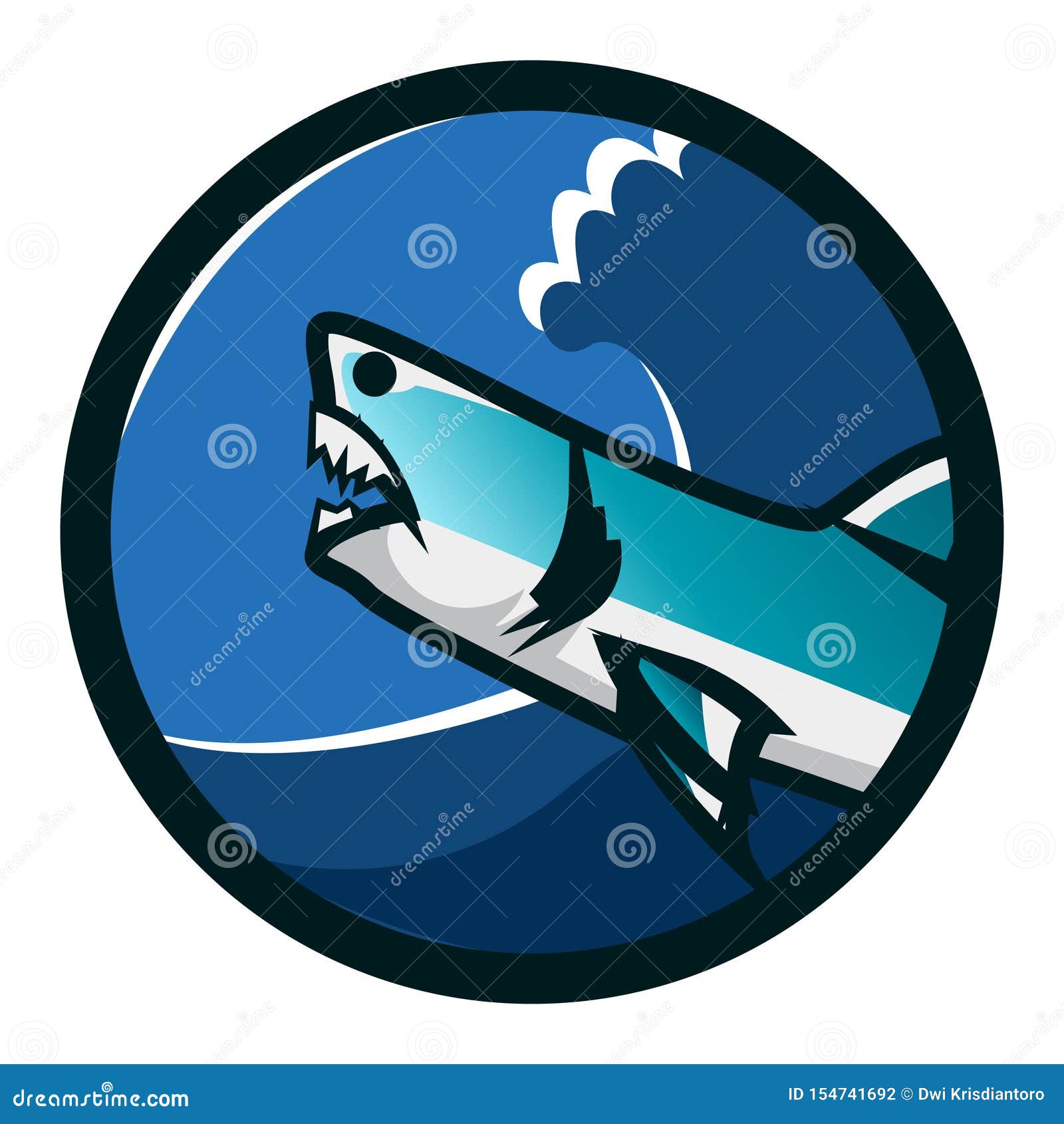 Shark Circle Emblem Logo Design. Shark Icon Logo Identity Stock Vector ...