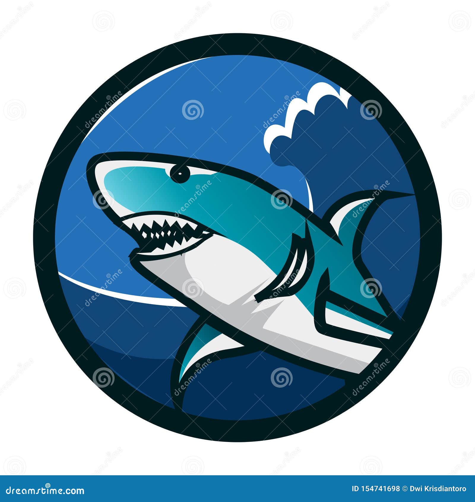 Shark Circle Emblem Logo Design. Shark Icon Logo Identity Stock Vector ...