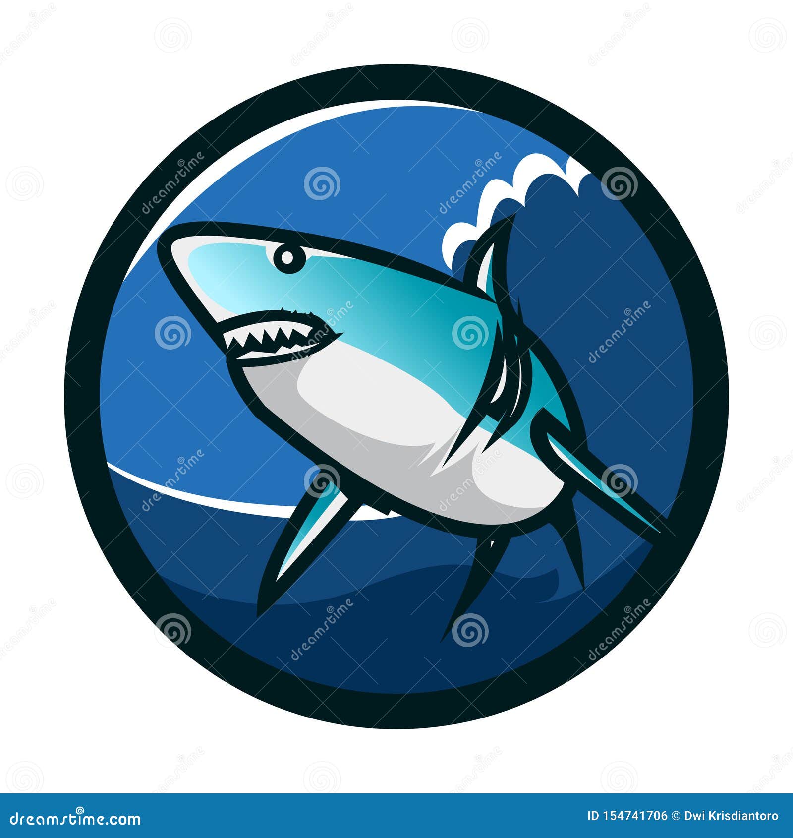 Shark Circle Emblem Logo Design. Shark Icon Logo Identity Stock Vector ...