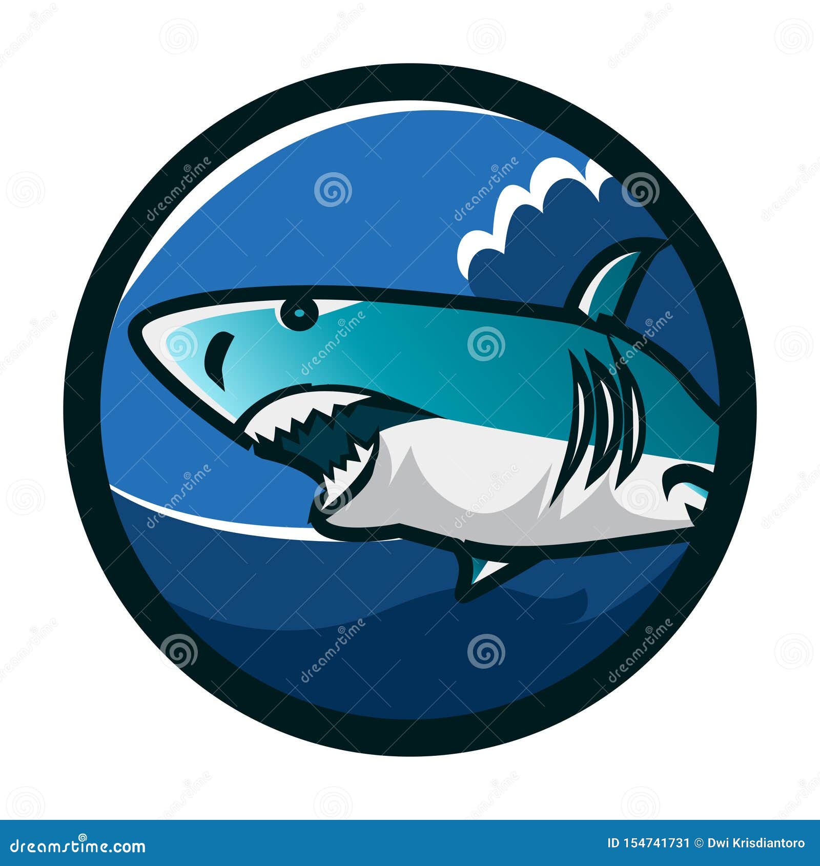 Shark Circle Emblem Logo Design. Shark Icon Logo Identity Stock Vector ...