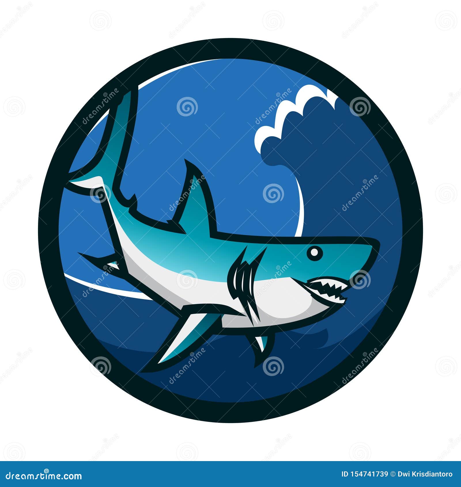 Shark Circle Emblem Logo Design. Shark Icon Logo Identity Stock Vector ...