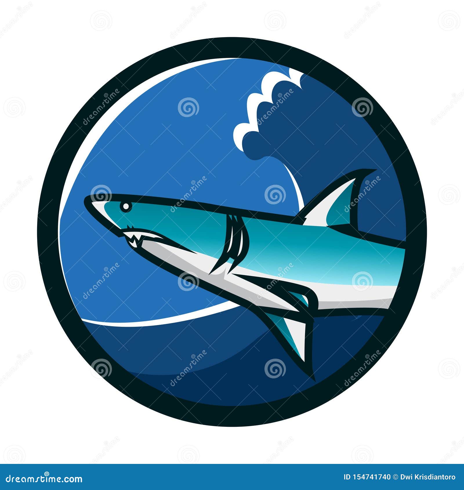 Shark Circle Emblem Logo Design. Shark Icon Logo Identity Stock Vector ...