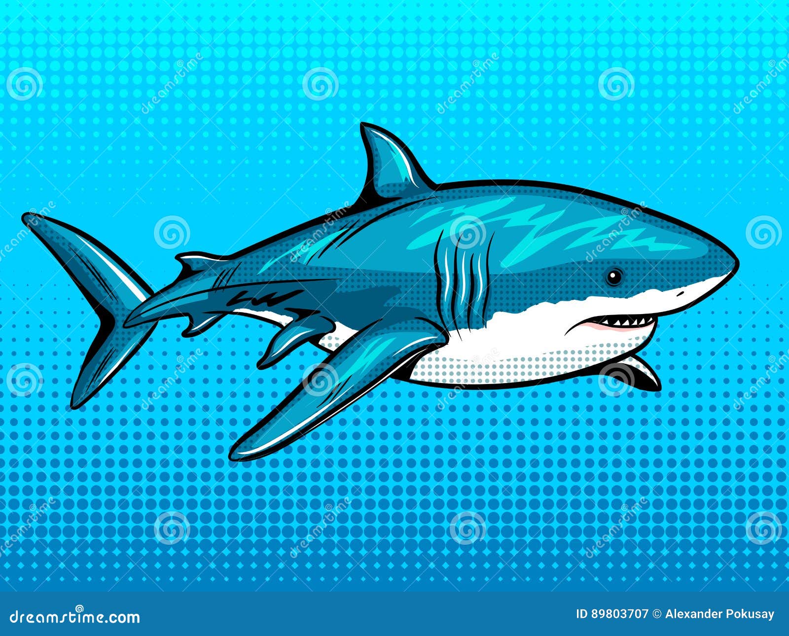 Shark Comic Book Style Vector Illustration Stock Vector - Illustration ...