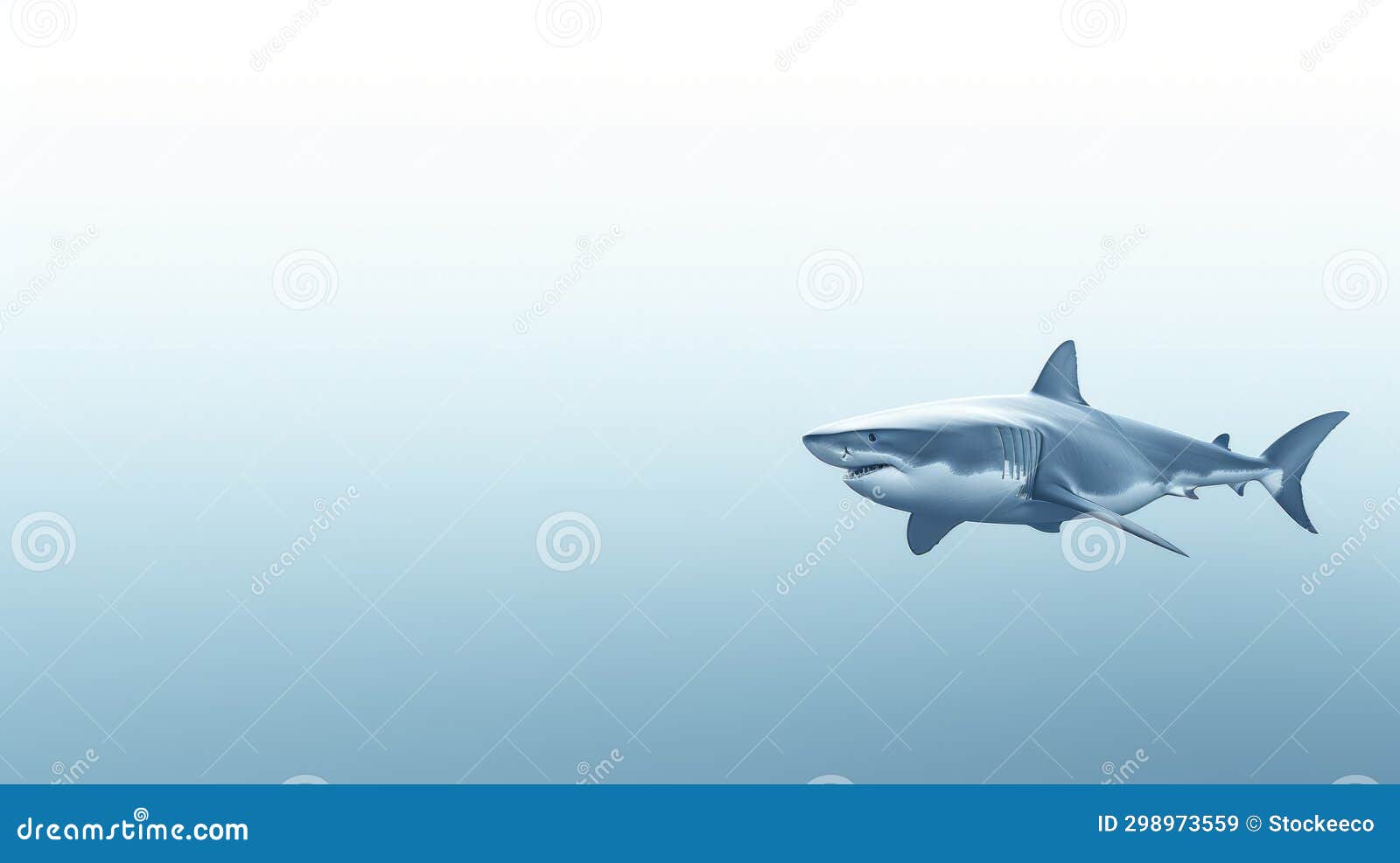 Minimalist Blue Shark Swimming in Chrome-plated Waters Stock ...