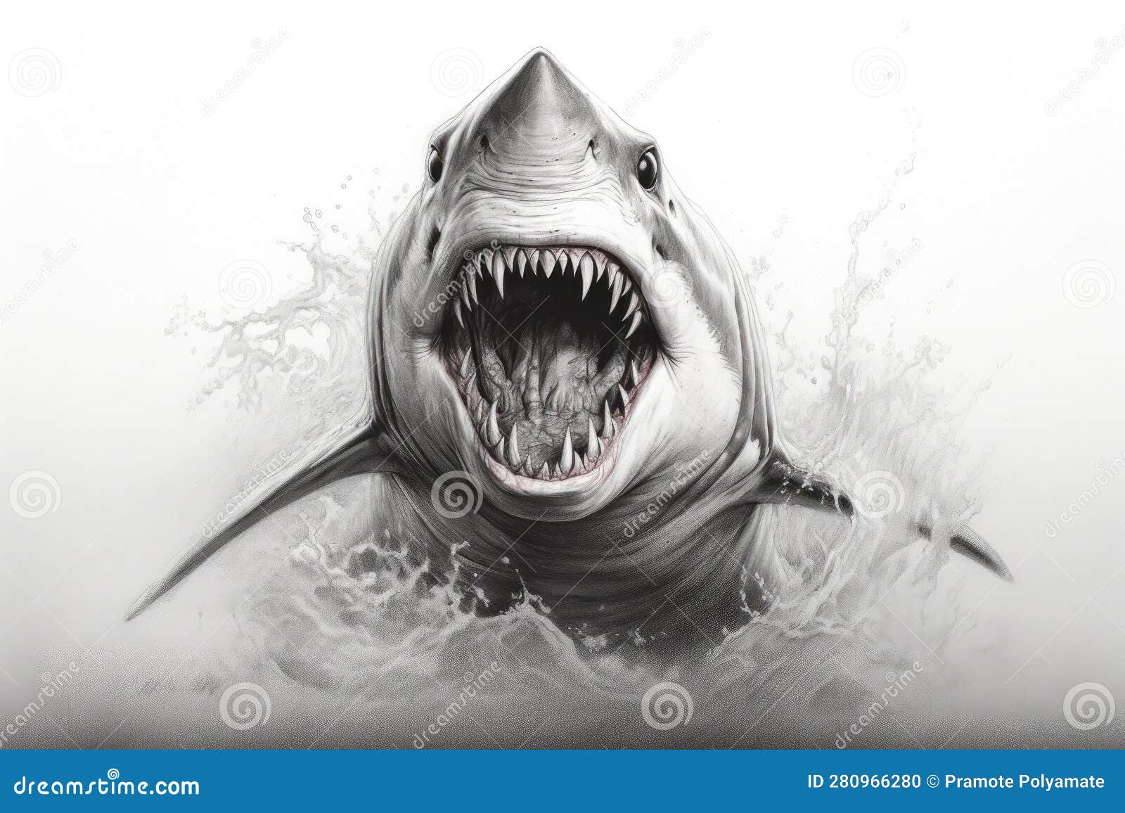 Shark Drawing, Shark Pencil Drawing Vintage. Generative Ai Royalty-Free ...