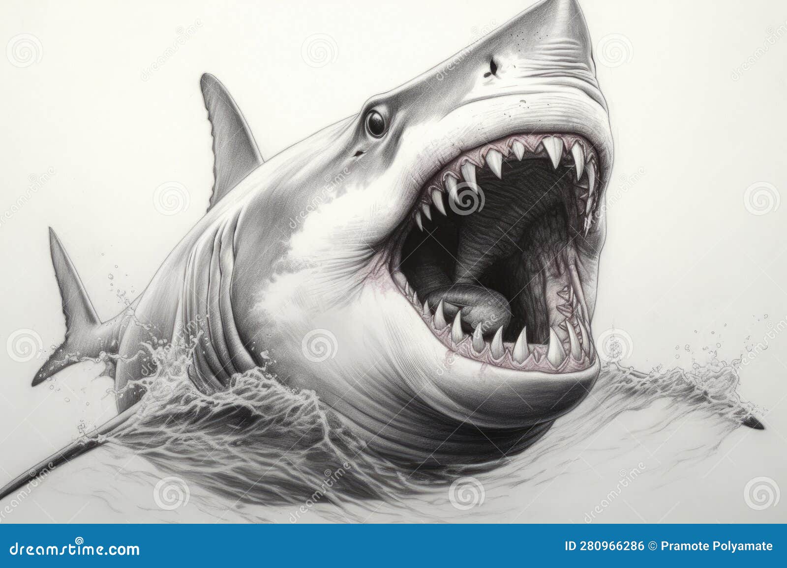 Shark Drawing, Shark Pencil Drawing Vintage. Generative Ai Stock ...