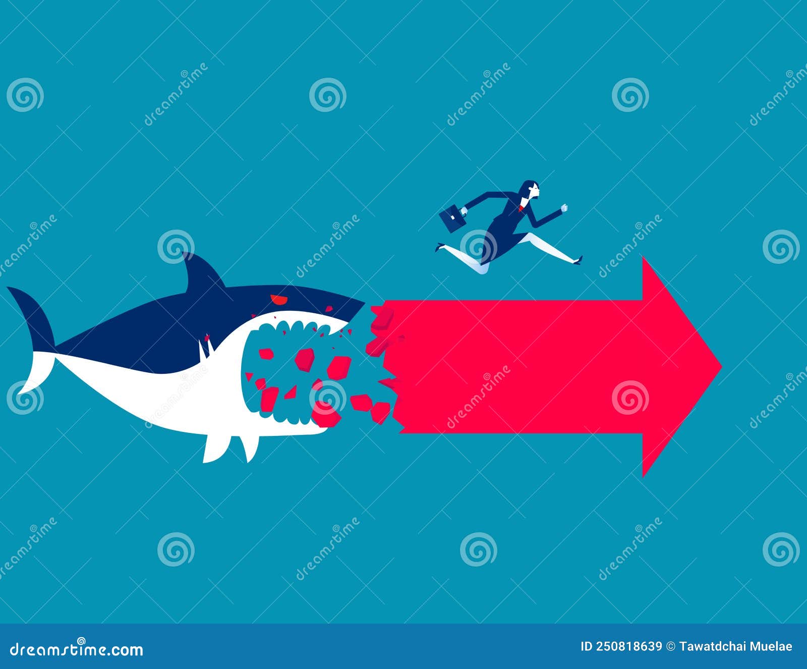 Shark Eats Red Arrow. Business Risk Concept Stock Vector - Illustration ...