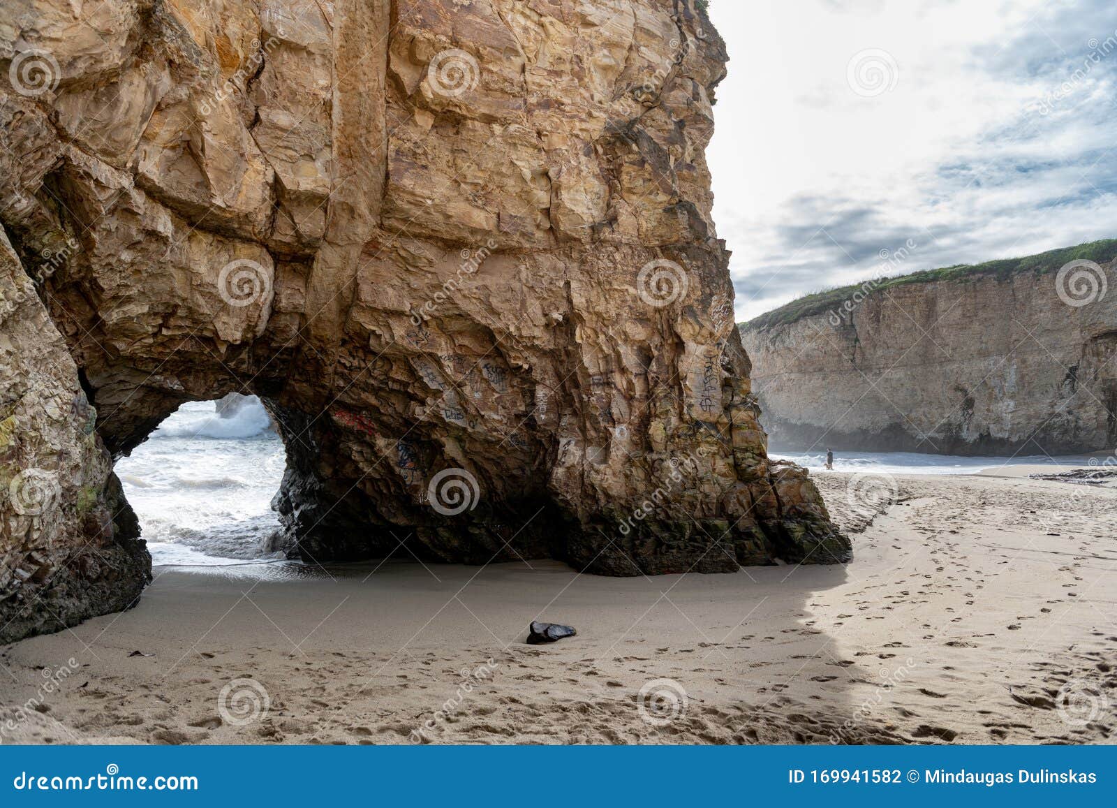 Shark Fin Cove Beach in California Stock Photo - Image of santa, cove ...