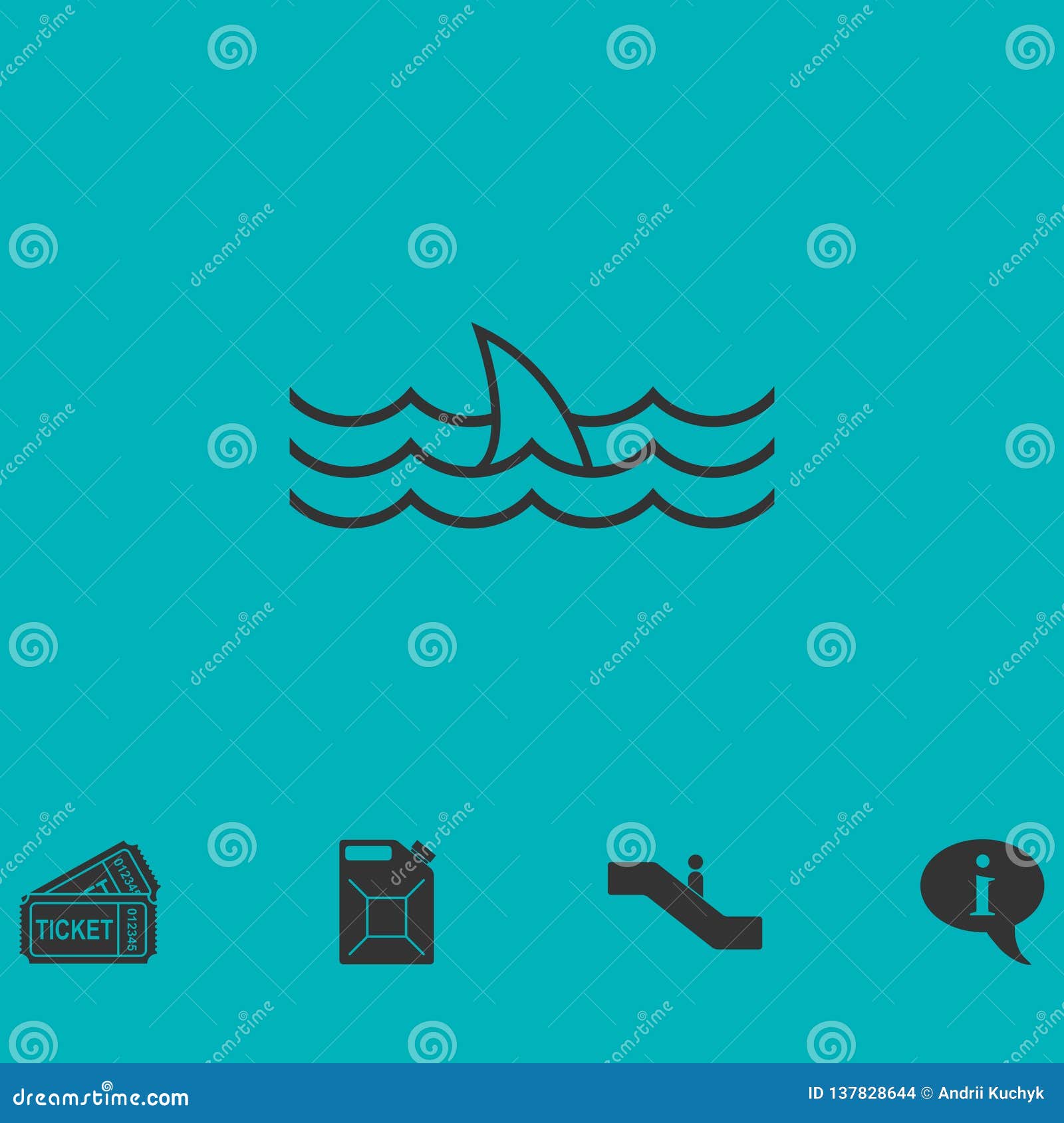 Shark fin icon flat stock vector. Illustration of sign - 137828644