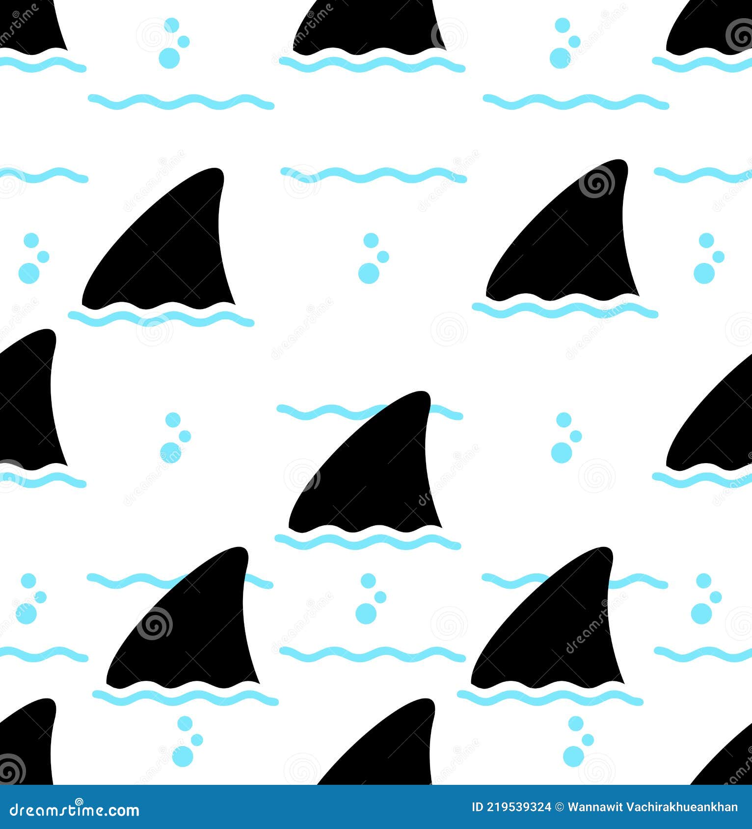 Shark Fin Icon Vector Seamless Pattern Stock Vector - Illustration of ...