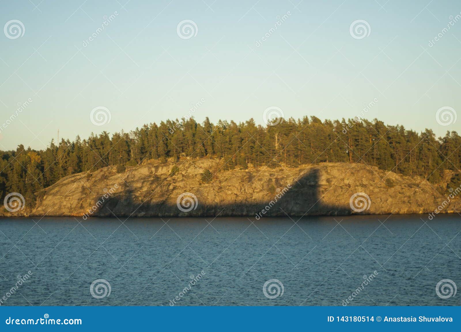 Shark Fin. Shadow of the Ship on an Island Stock Photo - Image of ...