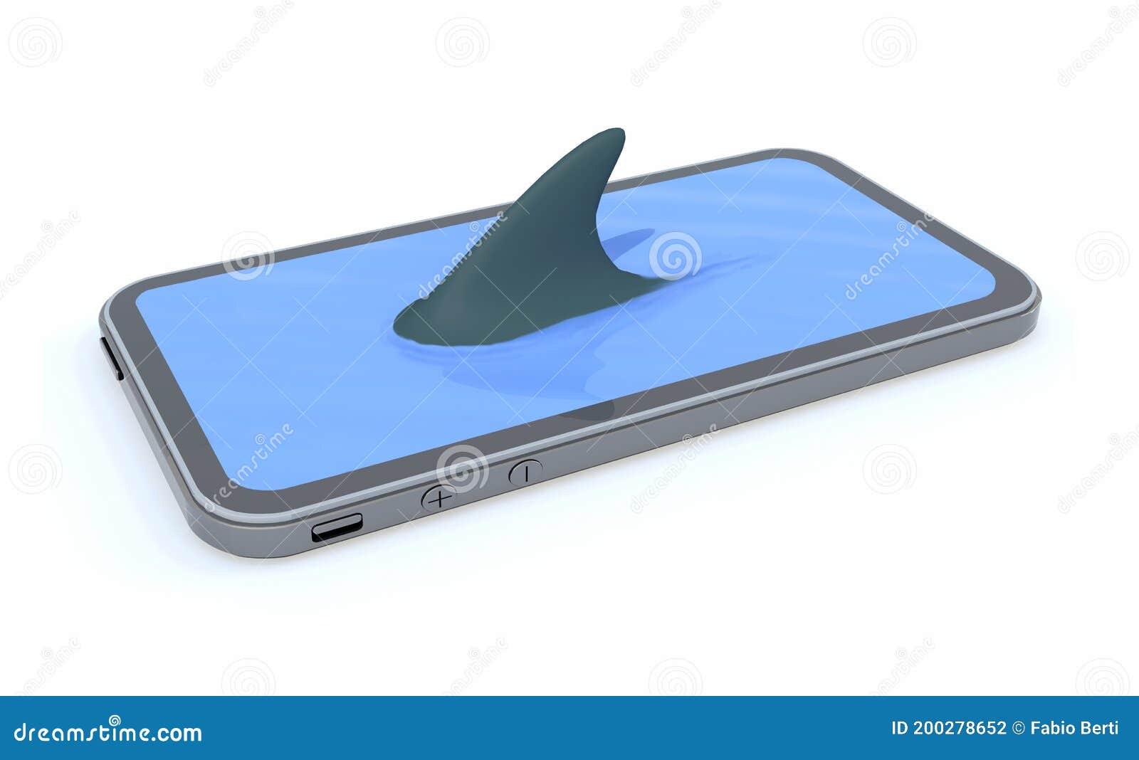 Shark Fin in Smartphone Display, Online Predator Concept Stock ...