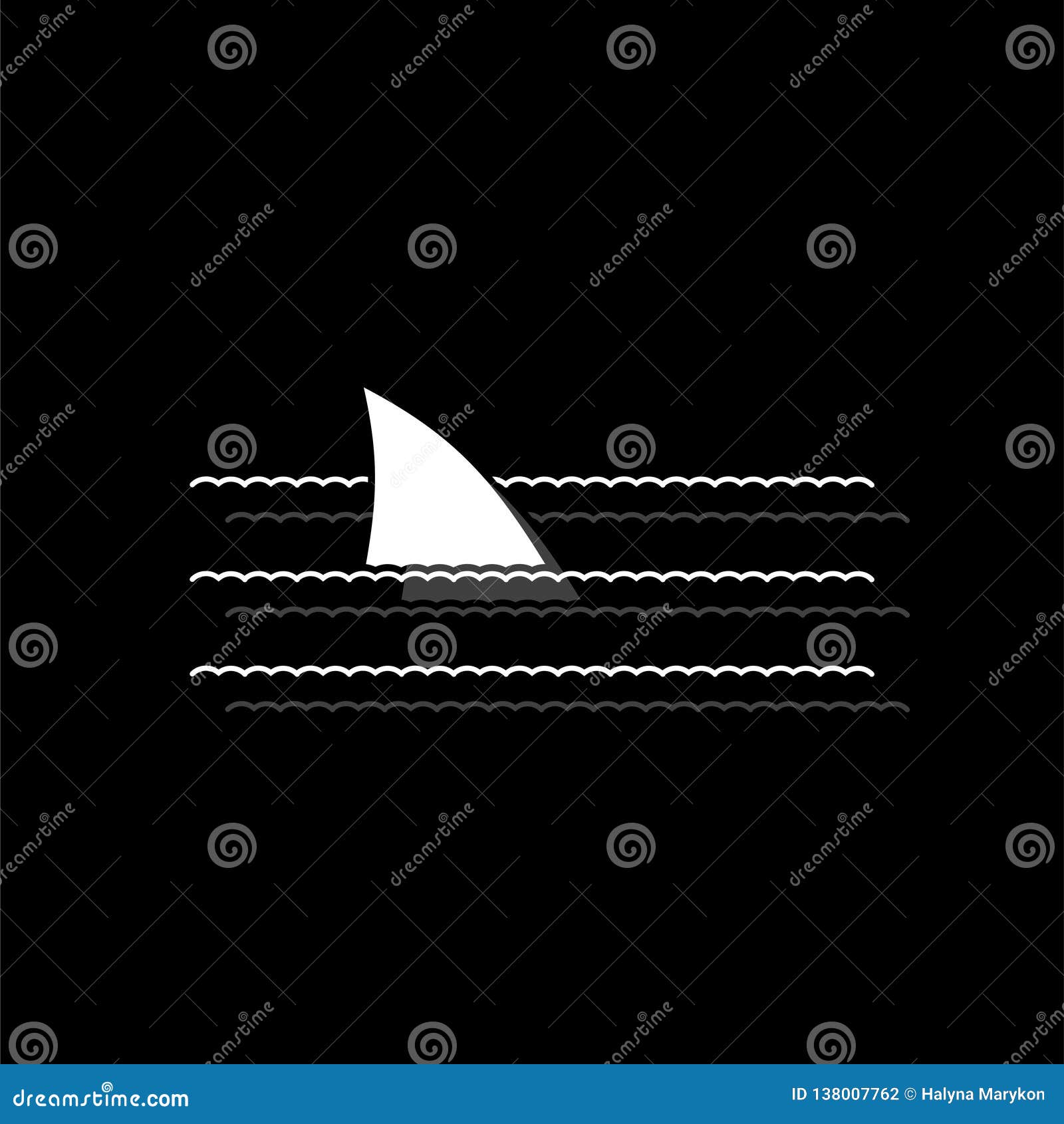 Shark Fin icon flat stock illustration. Illustration of attack - 138007762