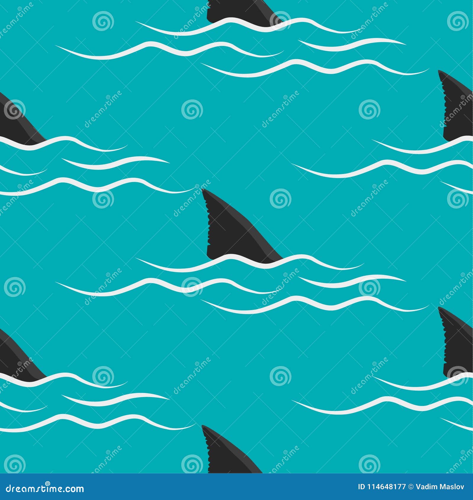 Shark Fins on a Blue Background. Stock Vector - Illustration of ...