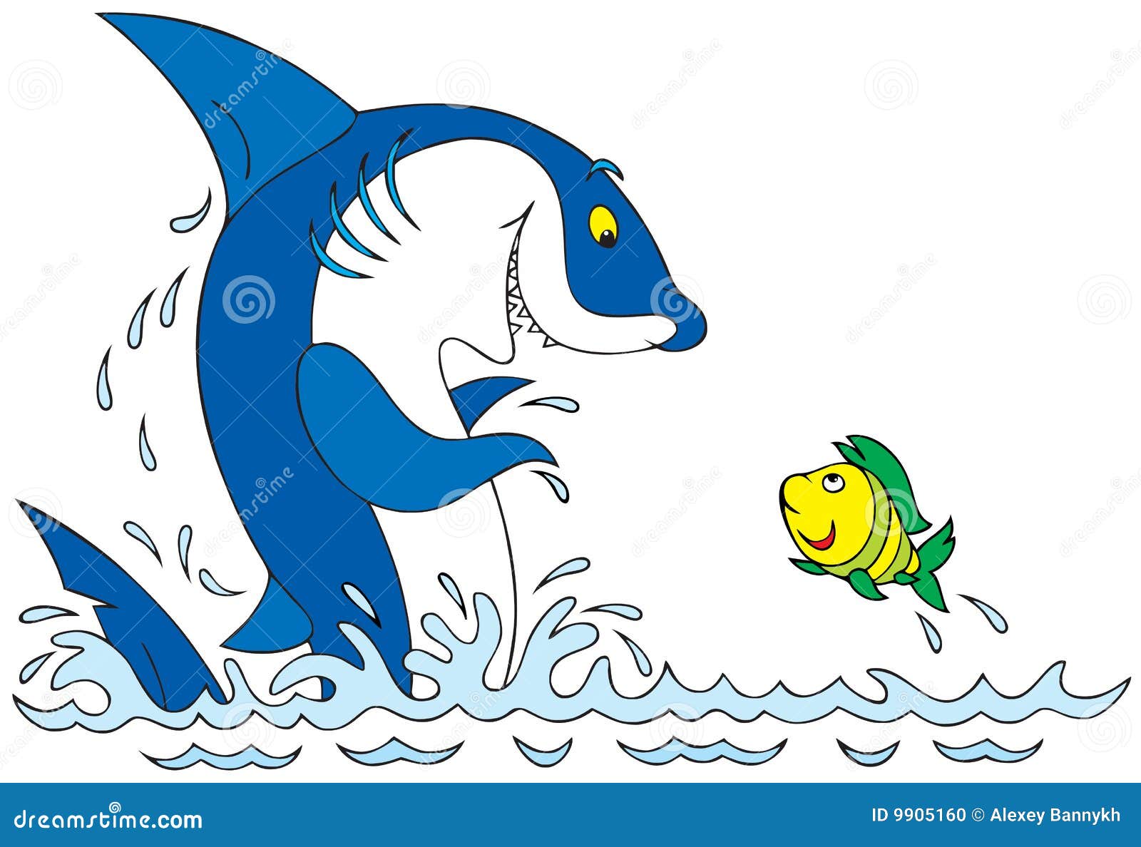 Shark and fish stock vector. Illustration of funny, smile - 9905160