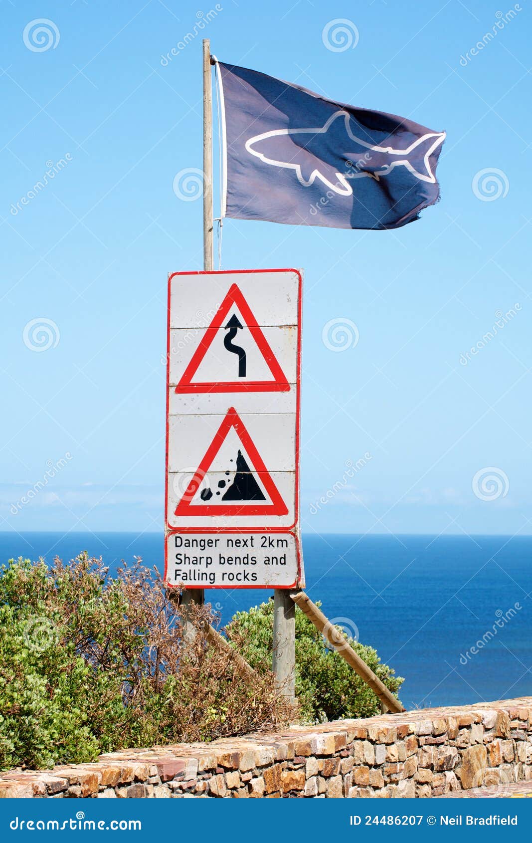 Shark flag warning signs stock image. Image of symbol - 24486207