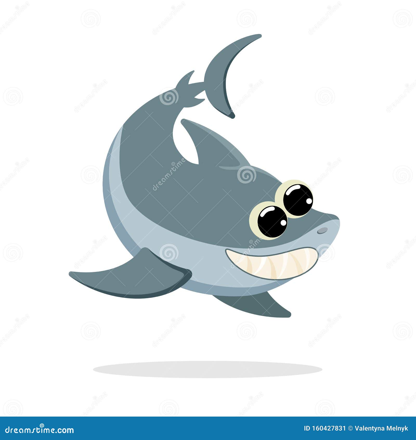 Shark flat vector stock illustration. Illustration of cartoon - 160427831