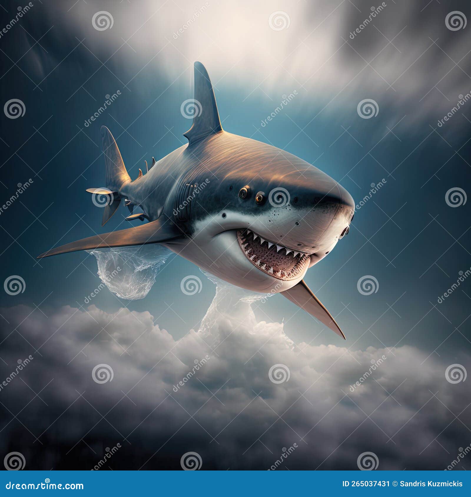 Shark Flying in the Sky. Generative AI Stock Illustration ...