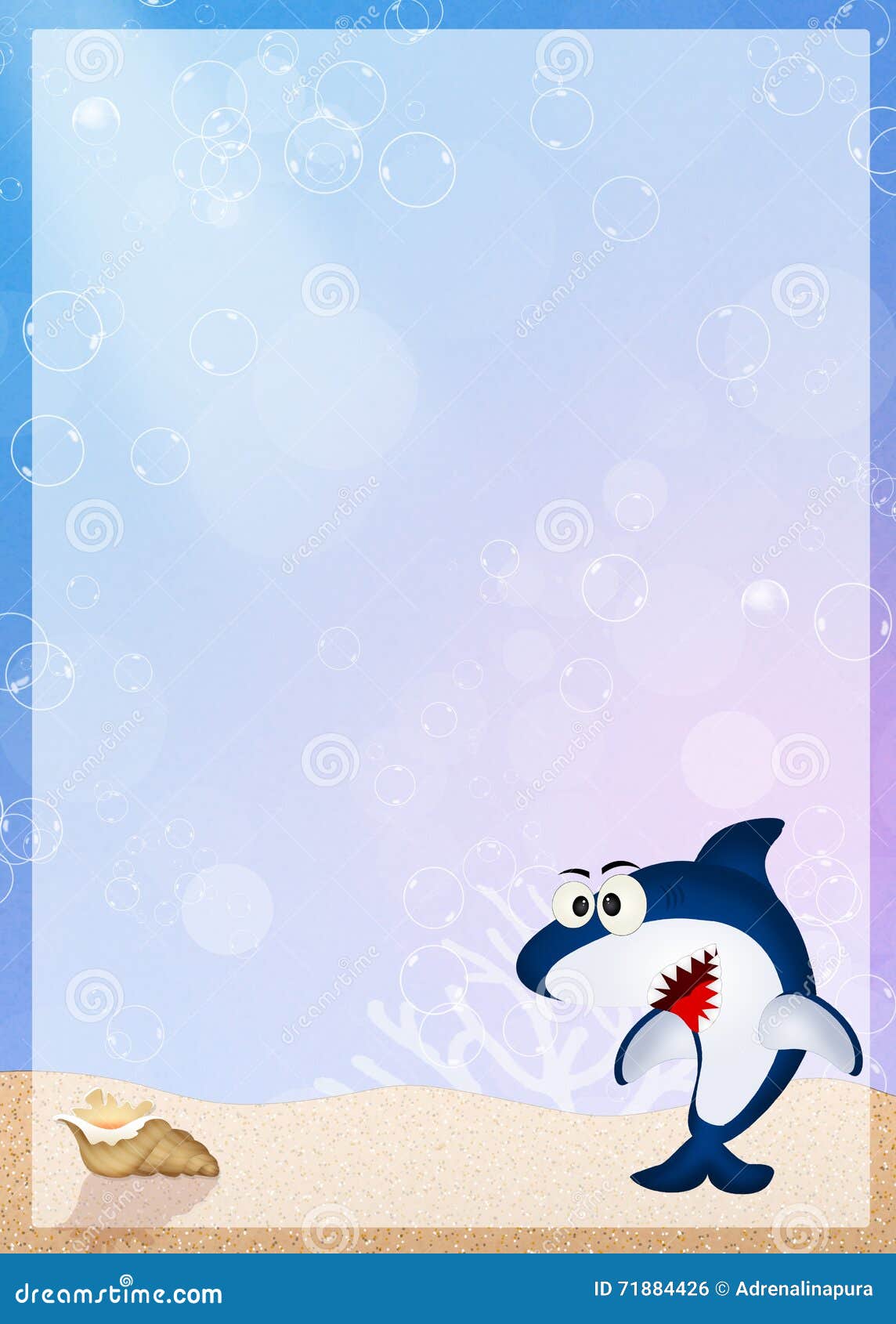 Shark with frame stock illustration. Illustration of cute - 71884426