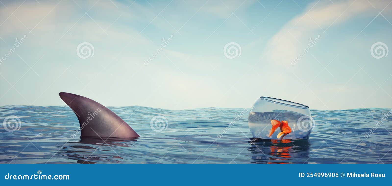 Shark in Front of Fish at the Ocean. Mindset and Meeting Concept Stock ...
