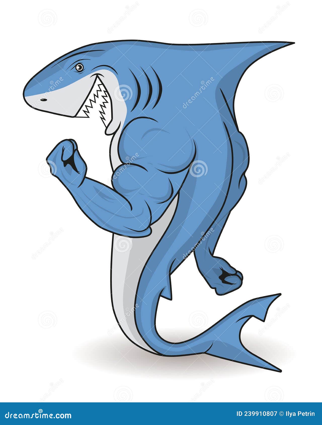 Great White Shark with Big Muscles Stock Vector - Illustration of ...