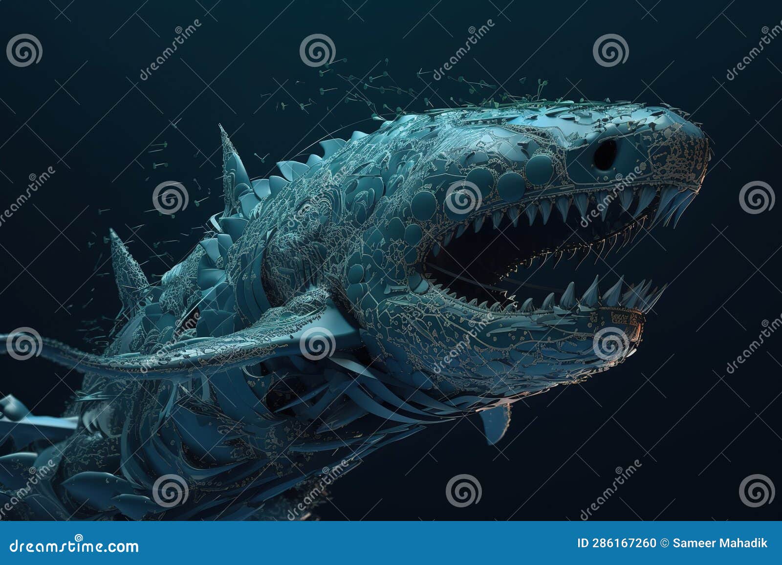 A Shark with the Head of a Dragon. Generative AI Stock Illustration ...