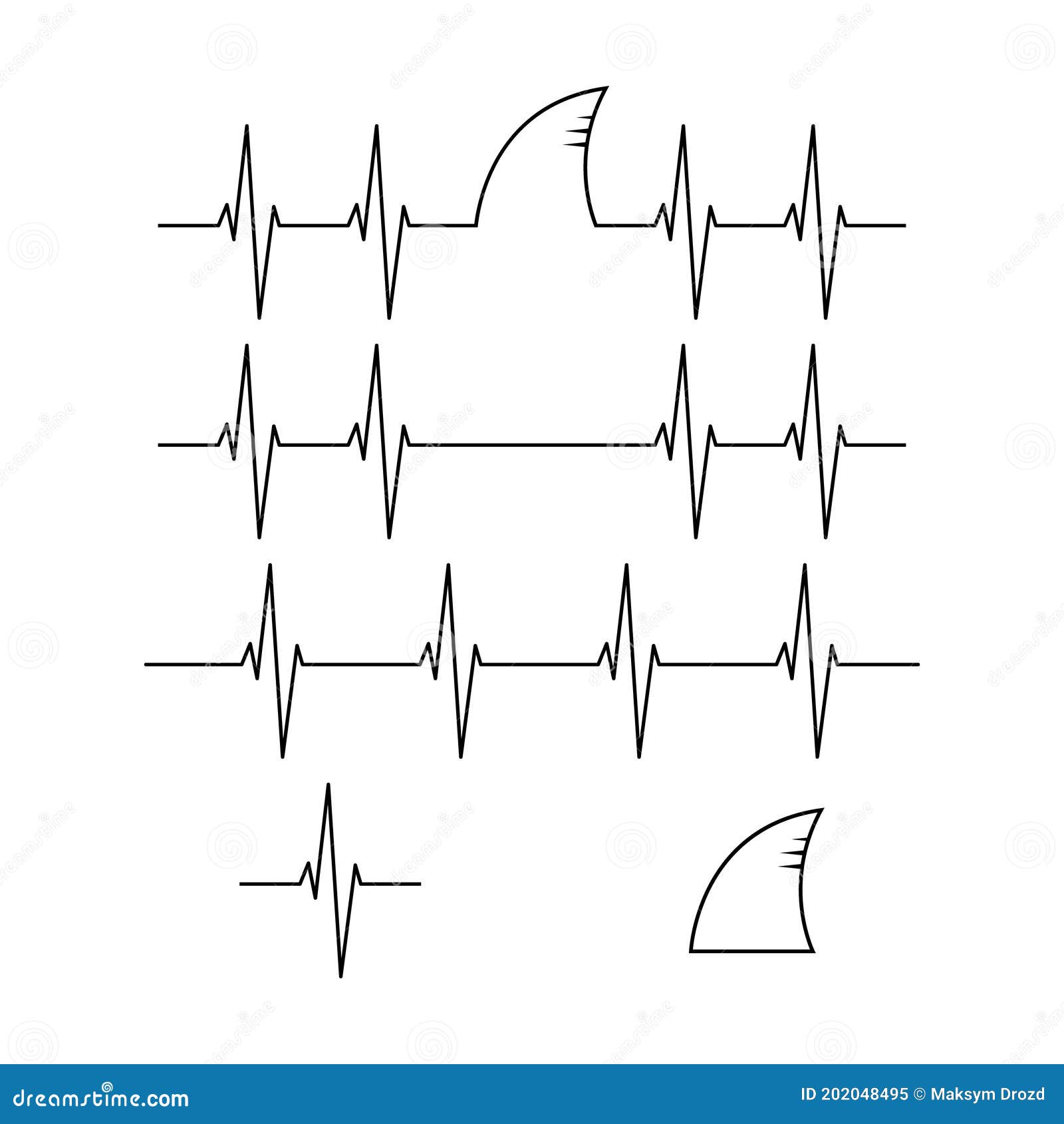 Shark Heartbeats, Shark Fin, Heartbeat Pulse. Stock Vector ...