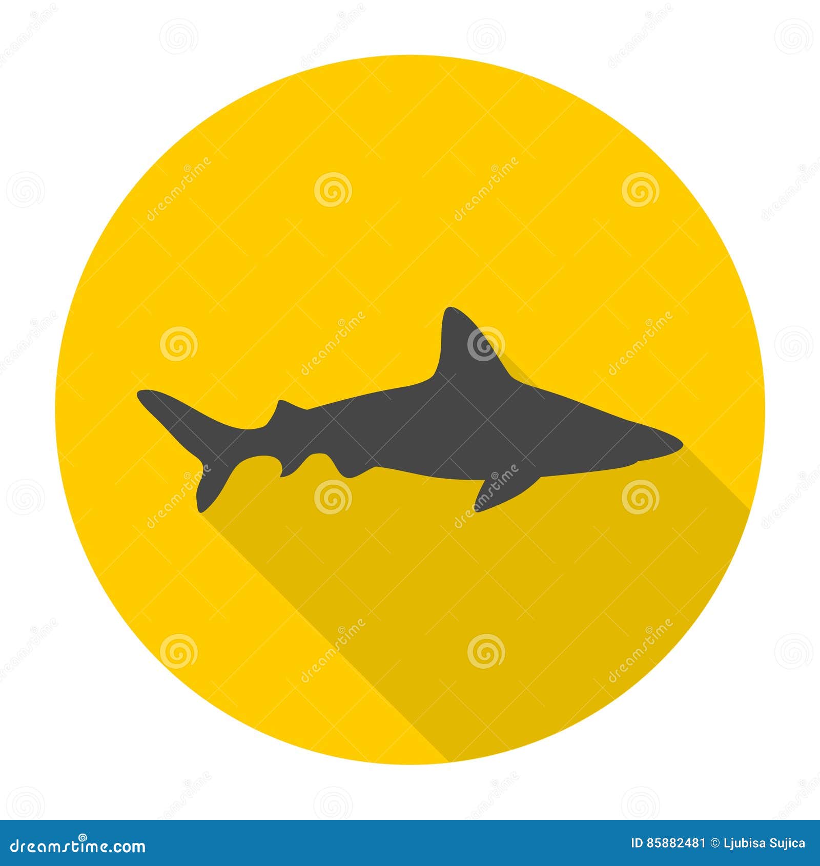 Shark Icon with Long Shadow Stock Vector - Illustration of fear, circle ...