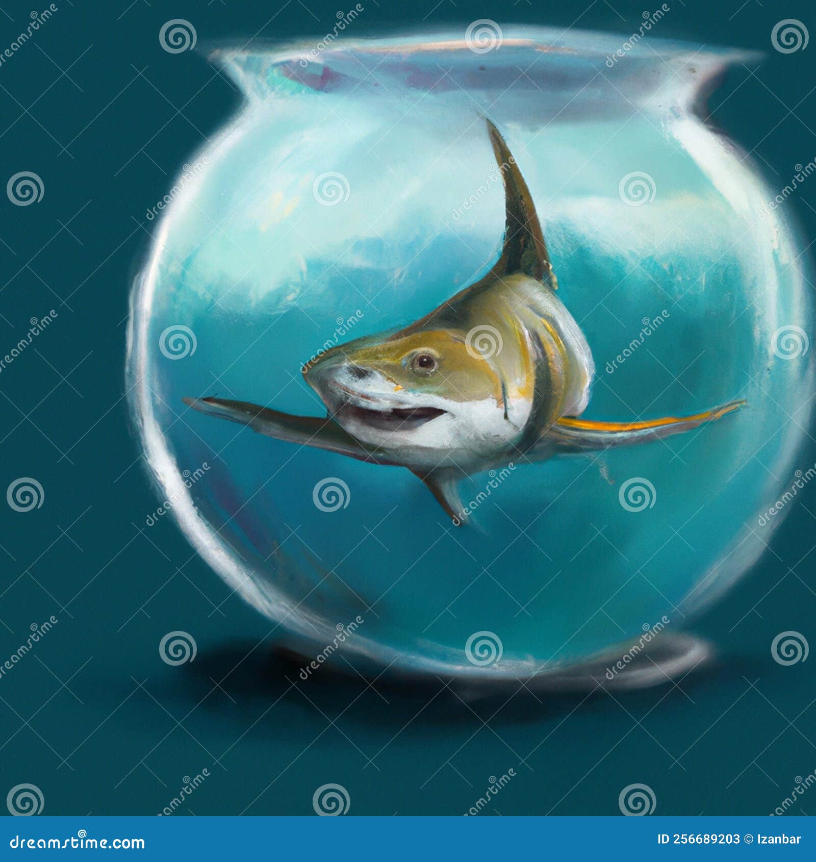 Shark Inside a Fish Bowl Illustration Stock Illustration - Illustration ...