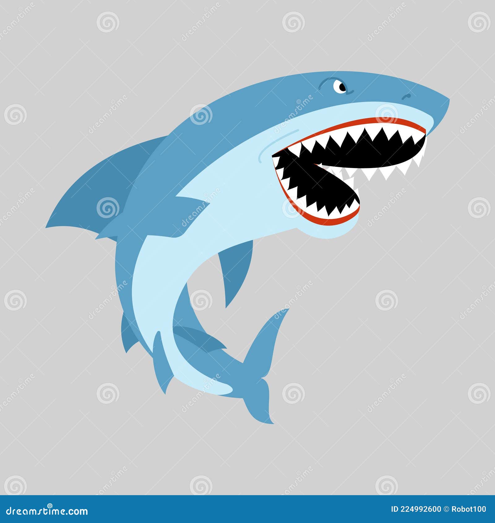 Shark Isolated. Sea Predator. Large Predatory Marine Fish Stock Vector ...