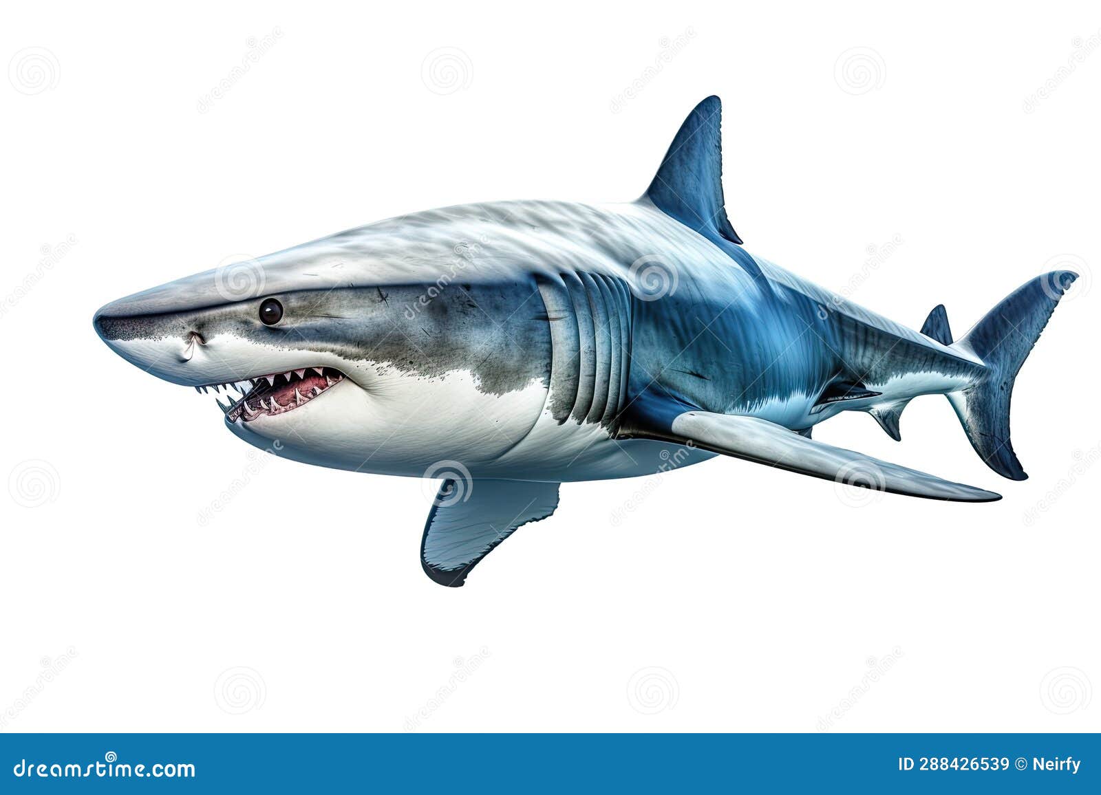 Shark Isolated on White Background Stock Image - Image of saltwater ...