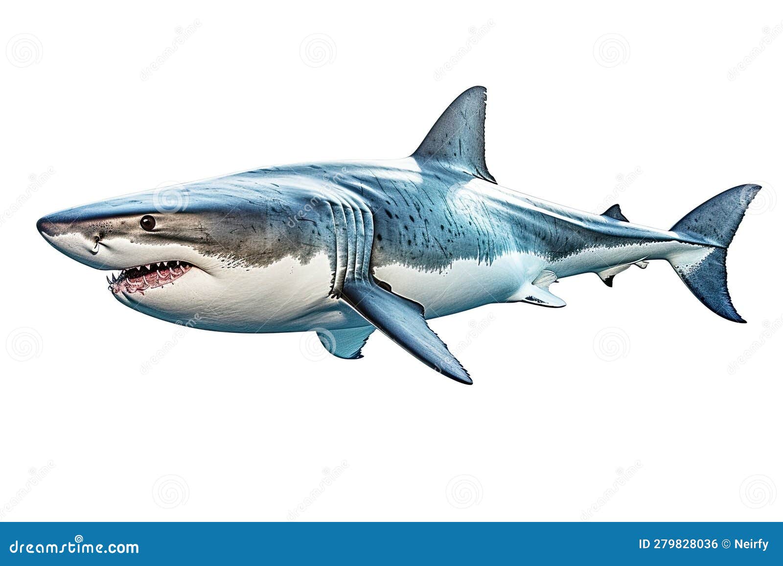 Shark Isolated on White Background Stock Photo - Image of gigantic ...