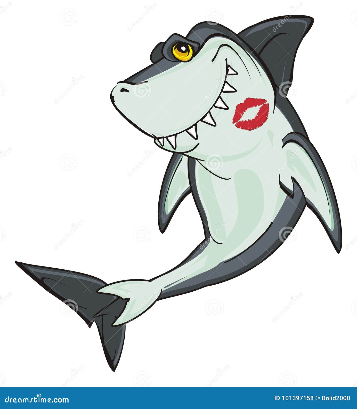 Shark with kiss stock illustration. Illustration of teeth - 101397158