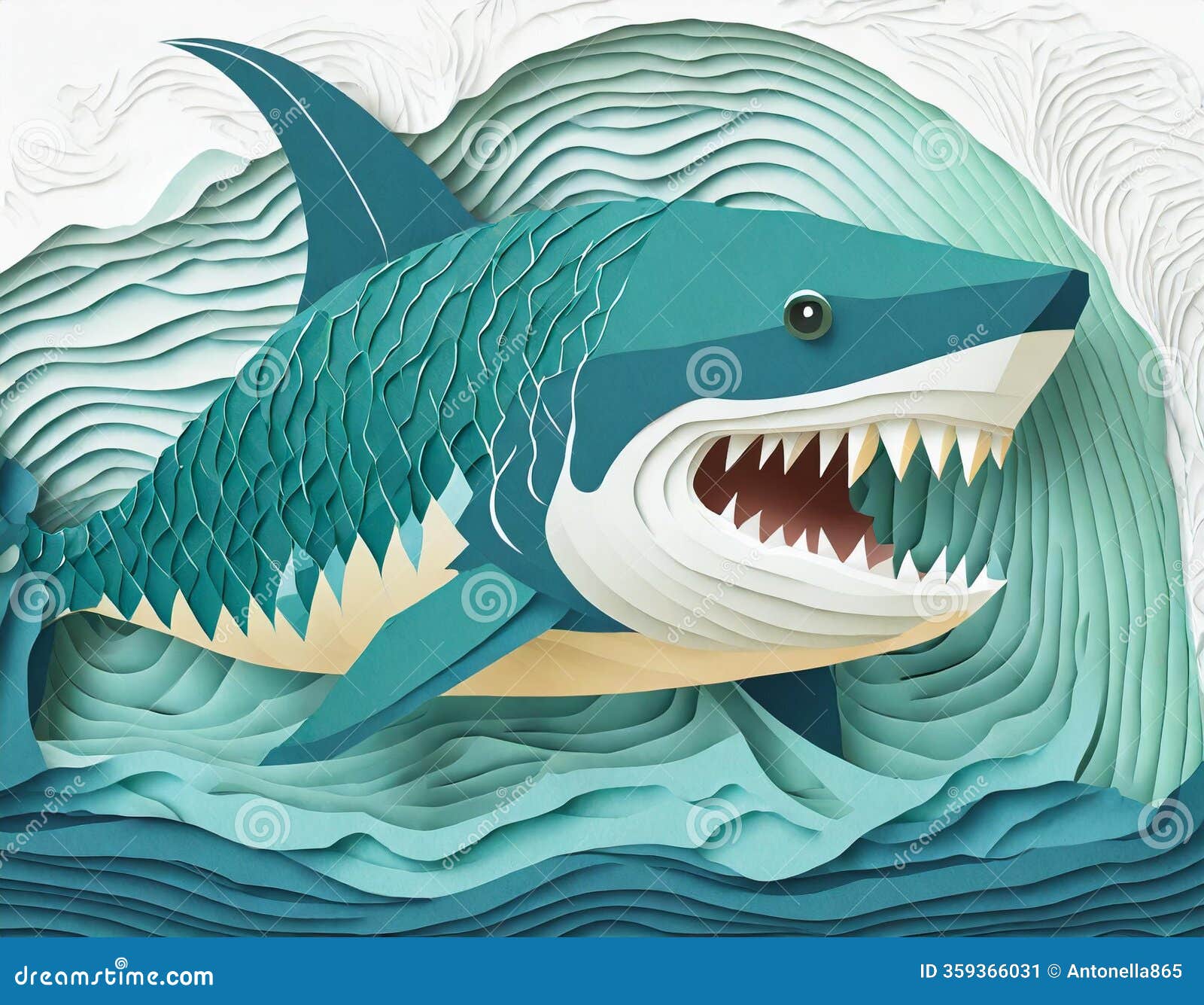 Shark, a Large Fish that Has Sharp Teeth and a Pointed Fin on Its Back ...