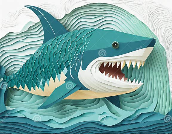 Shark, a Large Fish that Has Sharp Teeth and a Pointed Fin on Its Back ...