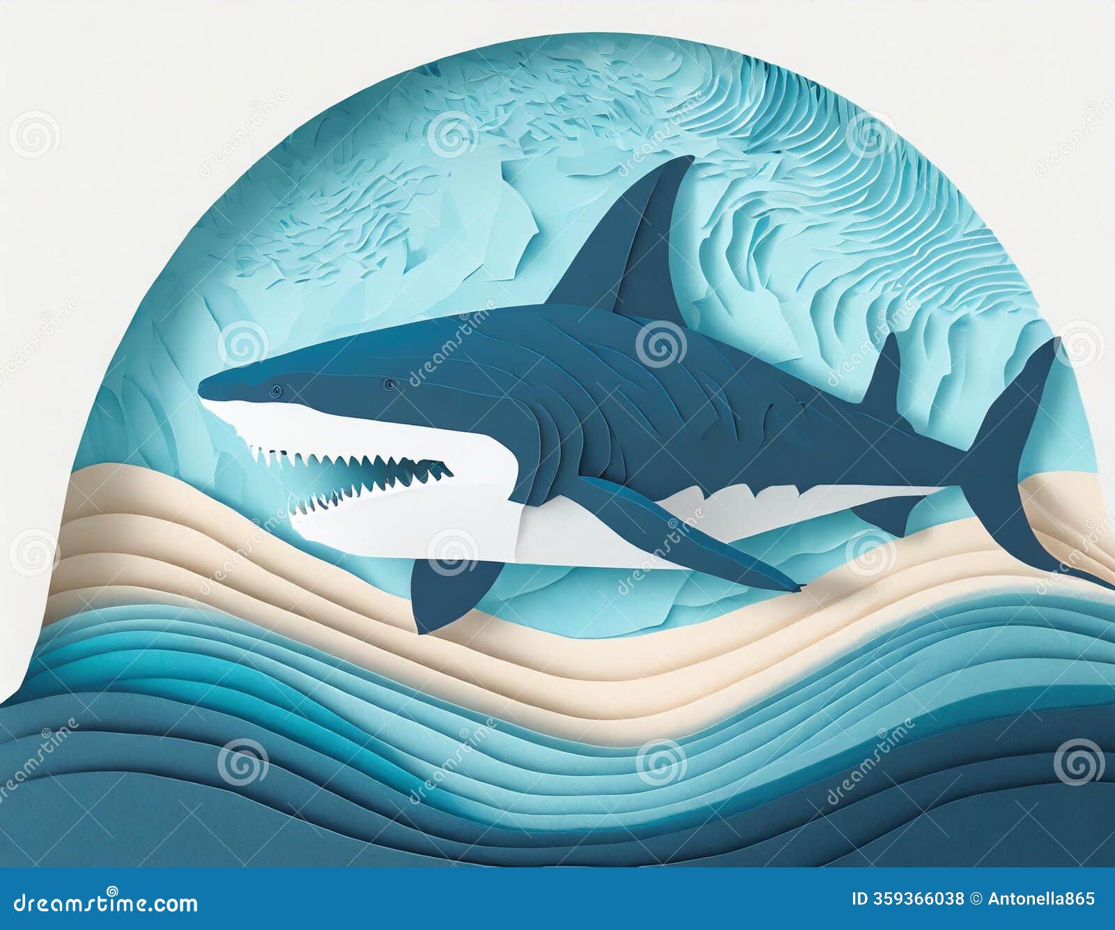 Shark, a Large Fish that Has Sharp Teeth and a Pointed Fin on Its Back ...